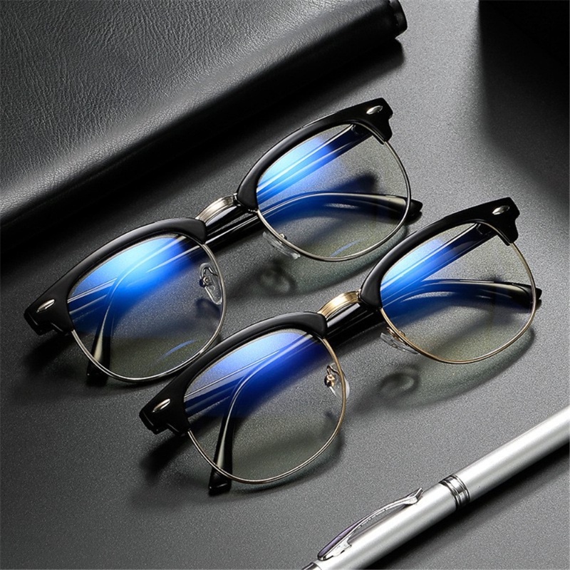 Fashion Retro Half Frame Anti Blue Glasses Anti Radiation of Computer ...