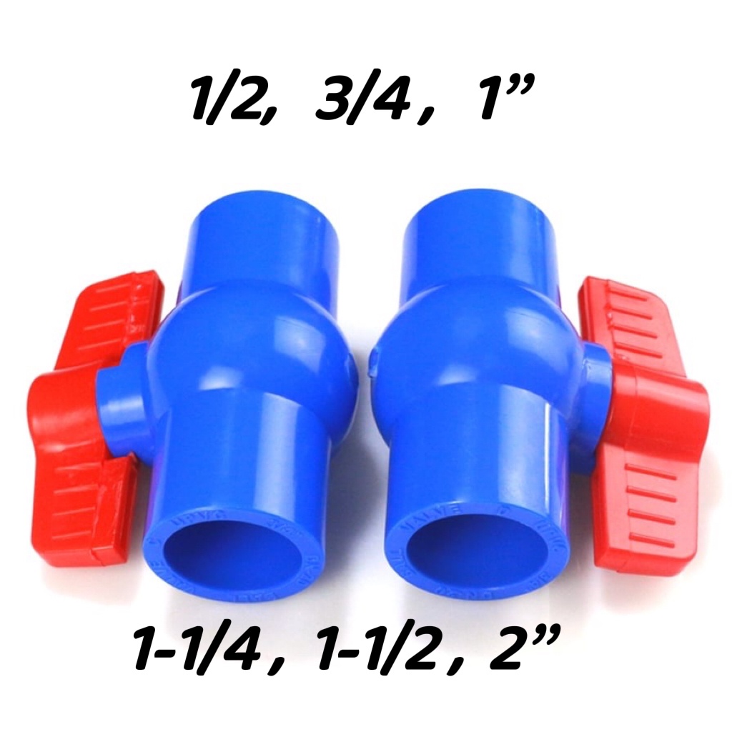 PVC Blue fittings Ball Valve Plain 1/2，3/4，1"，1-1/4，1-1/2，2"，（20mm 25mm ...