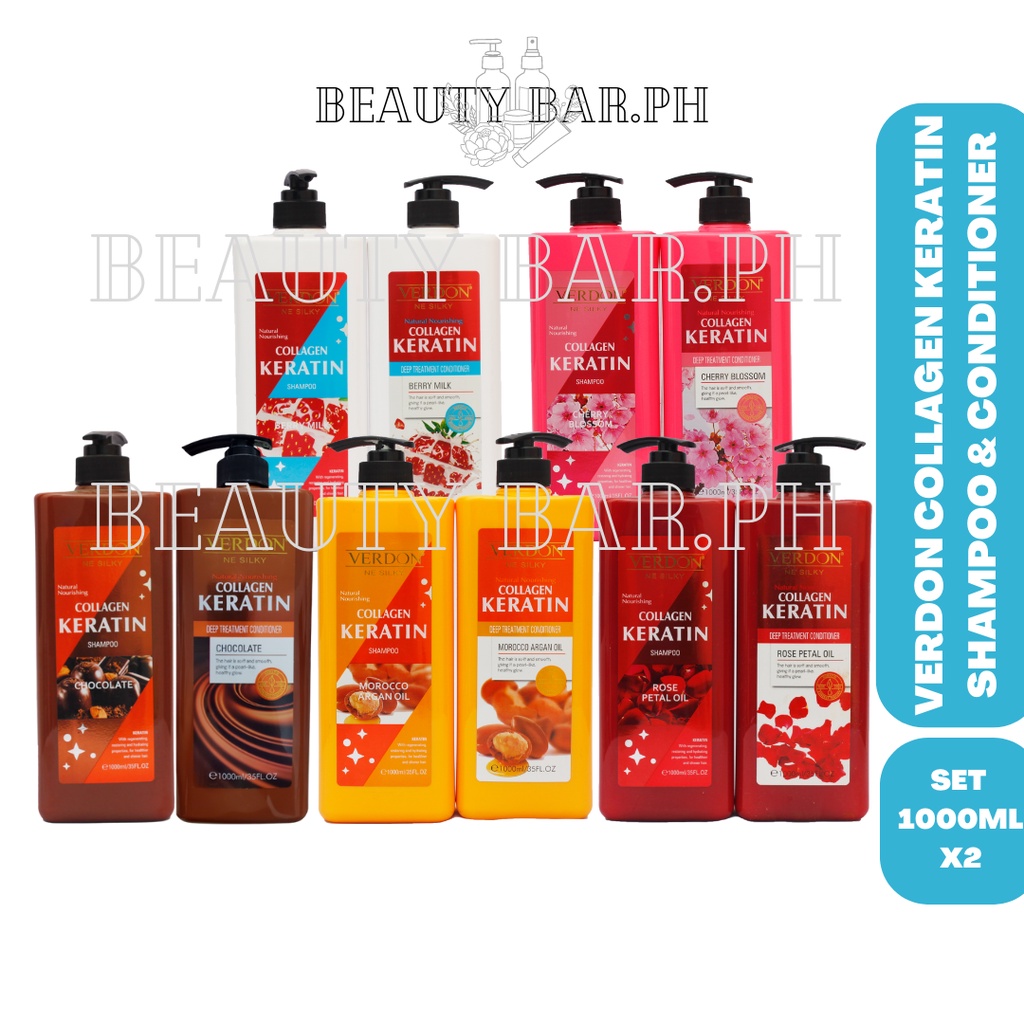 Verdon Collagen Keratin Deep Treatment Shampoo & Conditioner by Set 1000ML x2 beatybar.ph ...