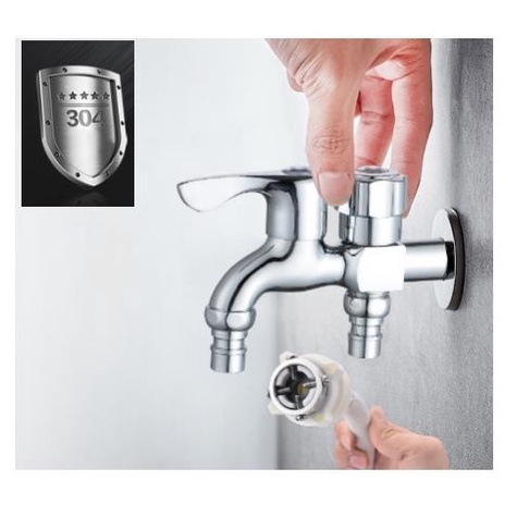 Stainless steel two-way washing machine faucet one minute two household ...