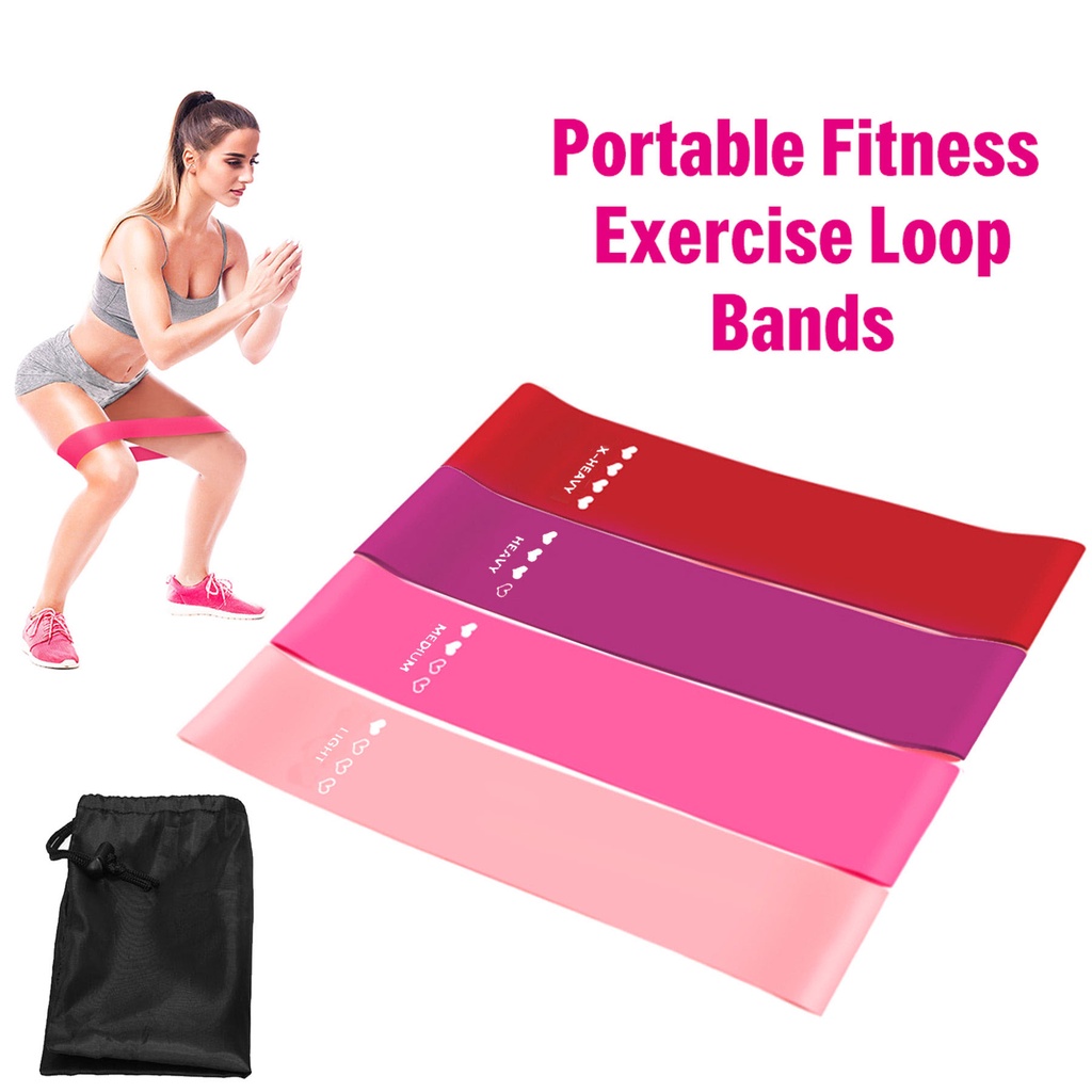 4Pcs/Set With Bag Mini Loop Band Fitness Elastic Band Resistance Band ...