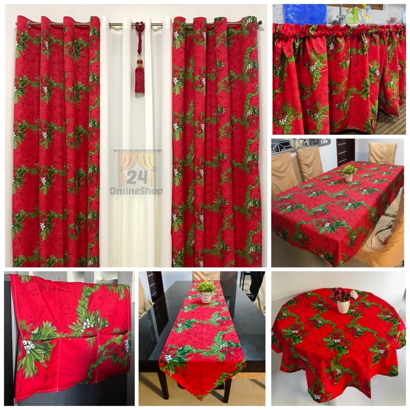 Red Ribbonette Curtains - Table Runner - Table Cloth | Shopee Philippines