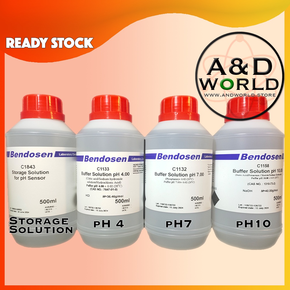 Storage and Buffer Solution pH 4, pH 7, pH 10 Bendosen 500mL | Shopee ...