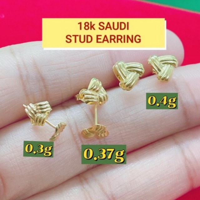 PAWNABLE 18K SAUDI GOLD STUD KNOT EARRING | Shopee Philippines