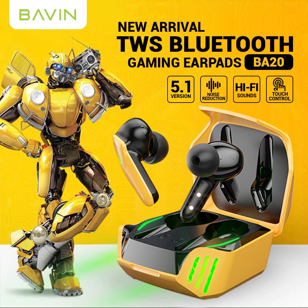 BAVIN BA20 TWS Bluetooth Stereo Earphone Wireless Gaming Focus Active ...