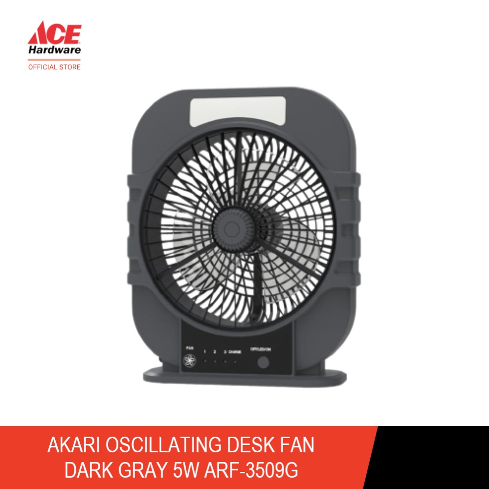 Akari Oscillating Desk Fan Dark Gray 5W ARF-3509G | Shopee Philippines