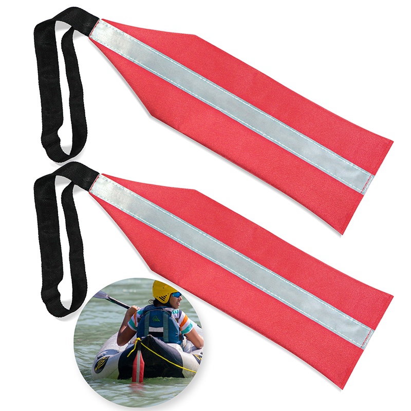Anley Kayak Tow Red Safety Travel Flags with Reflective Strip - Warning ...