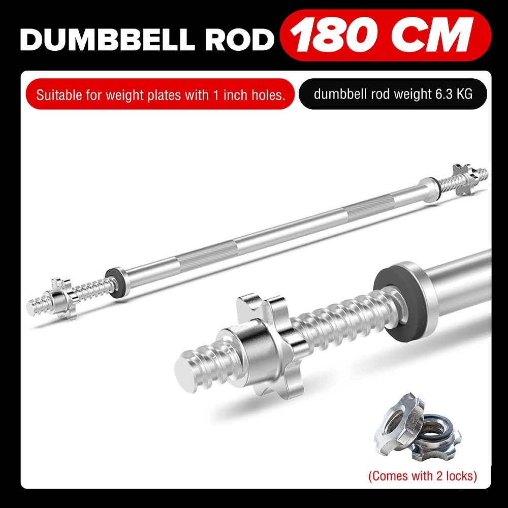 B&G Dumbbell Rod Steel Standard Long Bar 150cm or 180cm Length Barbell ...