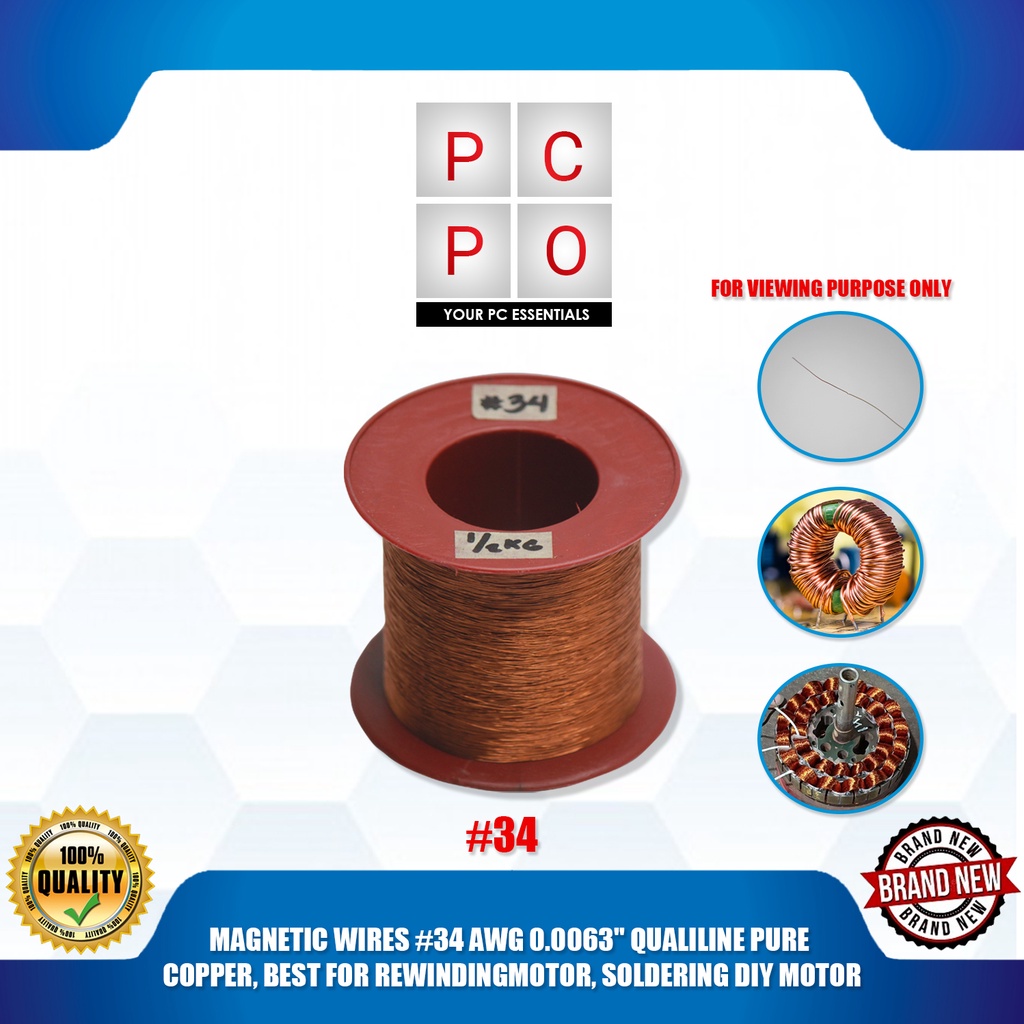 MAGNETIC WIRES #34 AWG 0.0063", QUALILINE PURE COPPER, BEST FOR ...