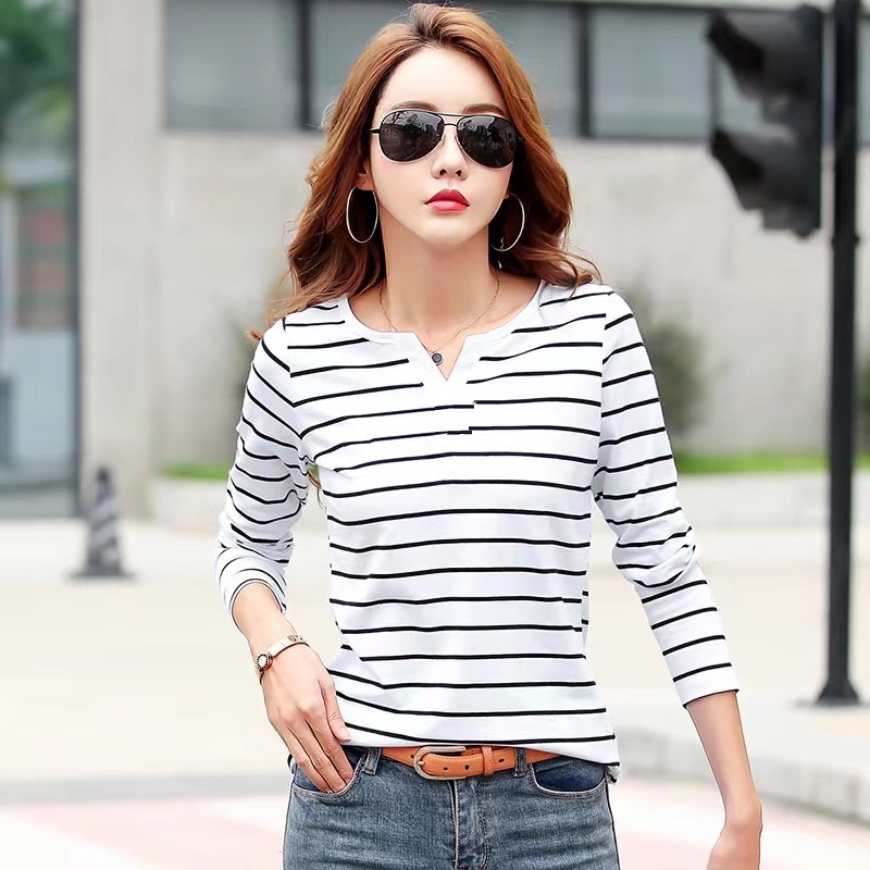 NEW COD Fashion young striped woman with long sleeves full size ...