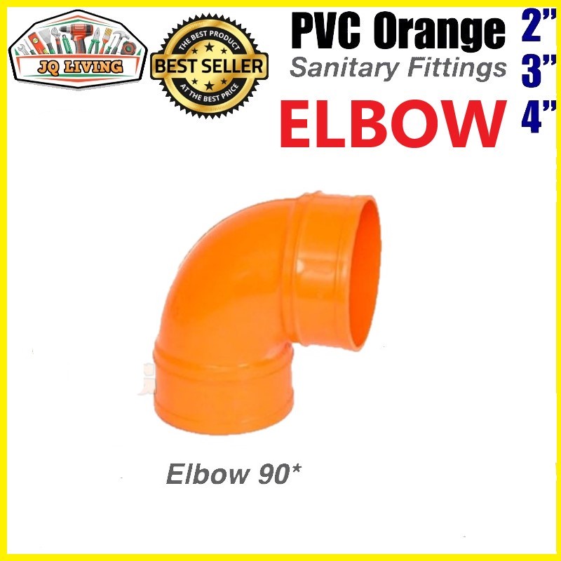 PVC Orange Fittings ELBOW 45 & 90 Degrees | 2” 3” 4” | Sanitary ...
