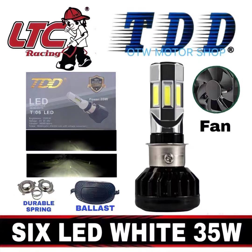Original TDD T06 6Led Motorcycle Headlights 35W (White) | Shopee ...