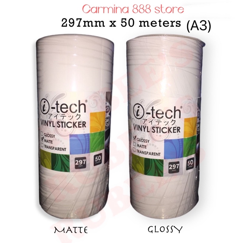 ITECH Vinyl Sticker Waterproof Matte/Glossy 1 Roll (297 mm x 50 meters ...