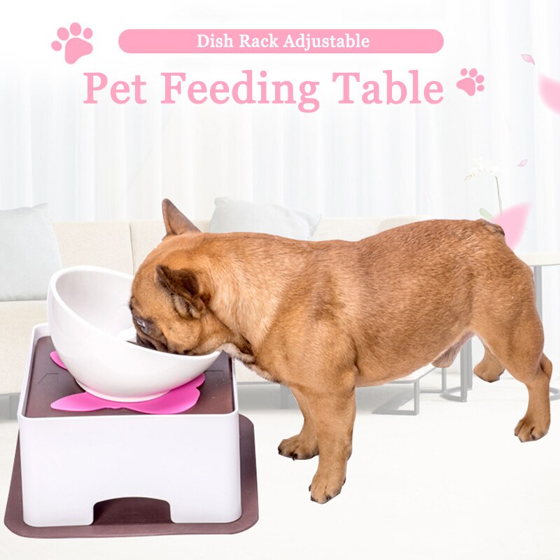 Adjustable Elevated Dog Bowl Table Pet Dog Plastic Bowl Rotating Stand ...