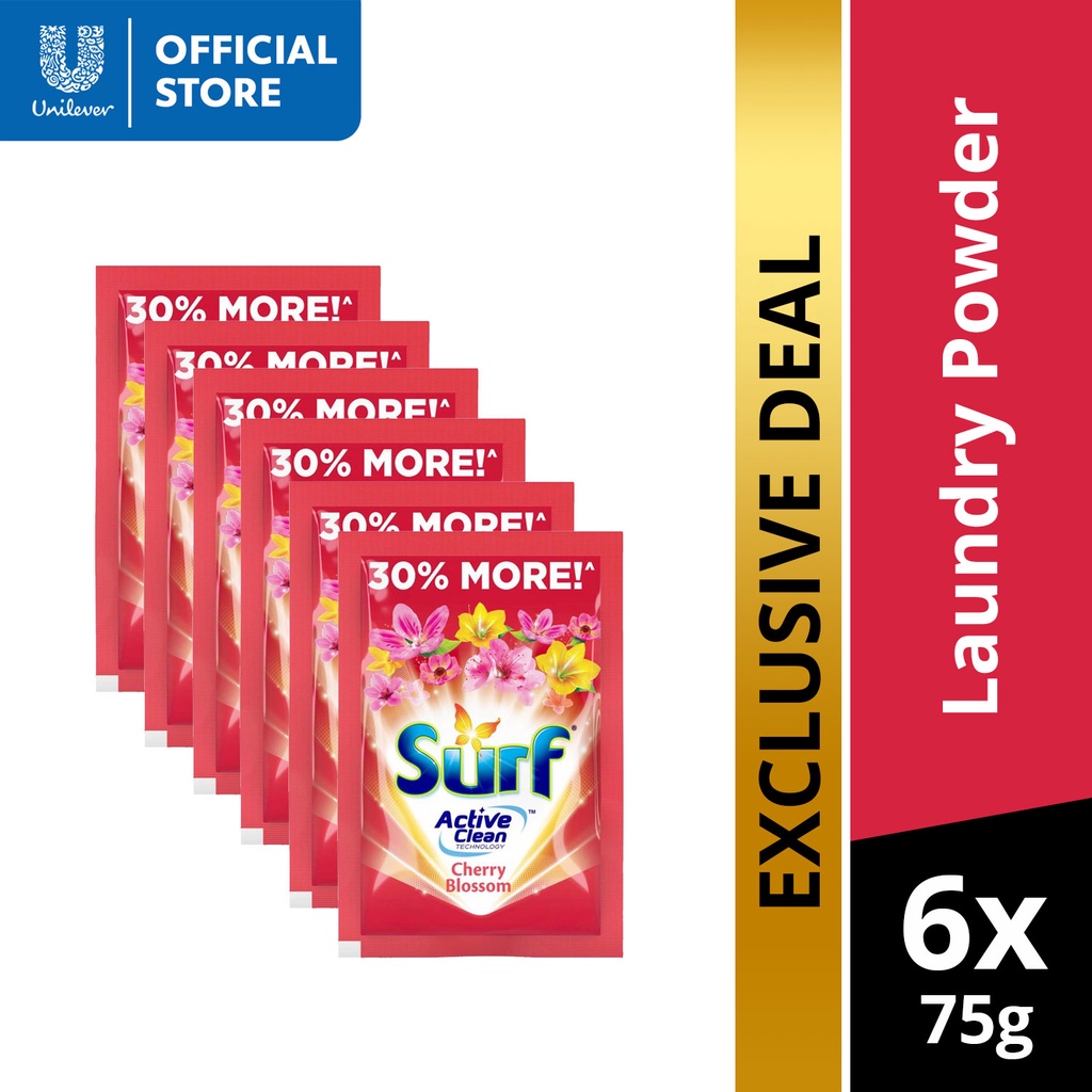 Surf Powder Detergent Cherry Blossom 75G Sachet x6 | Shopee Philippines