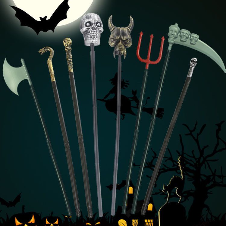 cos万圣节表演道具cos Halloween Red Devil Fork Calf Axe Death God Sickle Ghost ...
