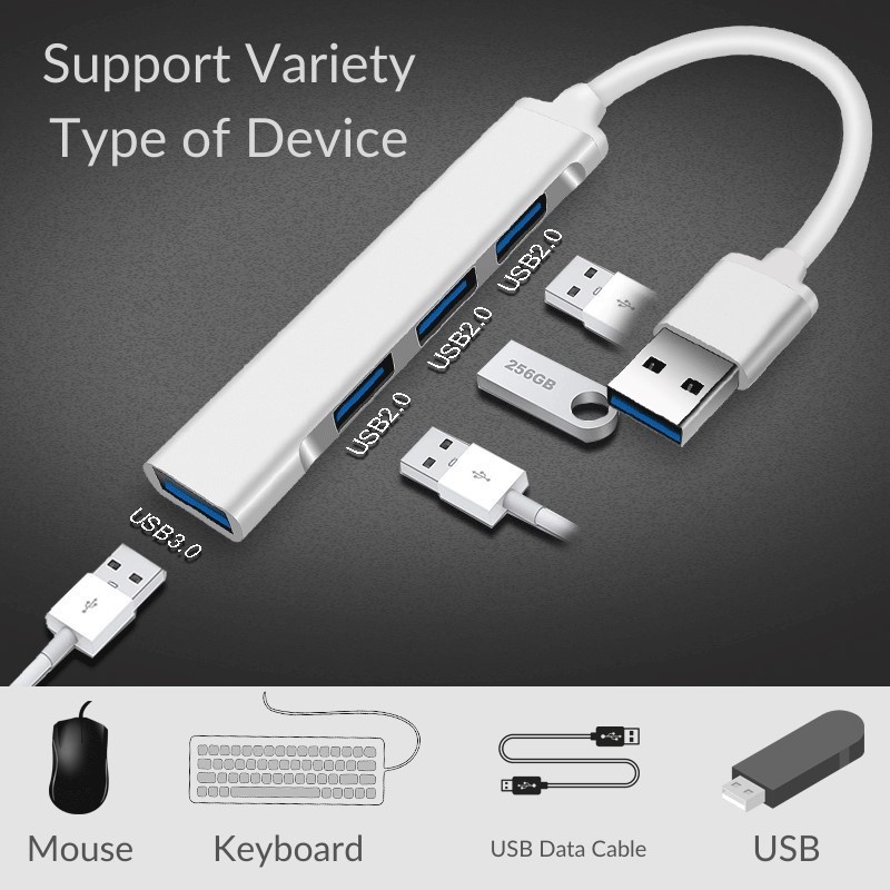 Multi Type-C Hub USB Hub 3.0 4 Port Extension Super Hi-Speed Cable ...
