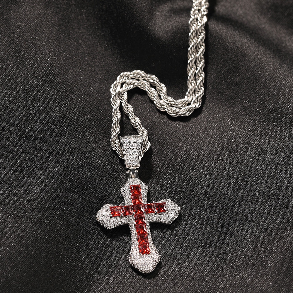 Iced Out Zirconia Cross Pendant Necklaces Fashion Hiphop Rapper's ...