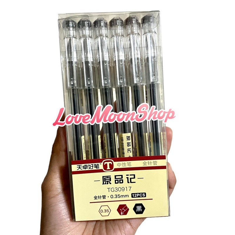 12 pieces Black Gel Sign Pen (0.35mm) TG30917 | Shopee Philippines