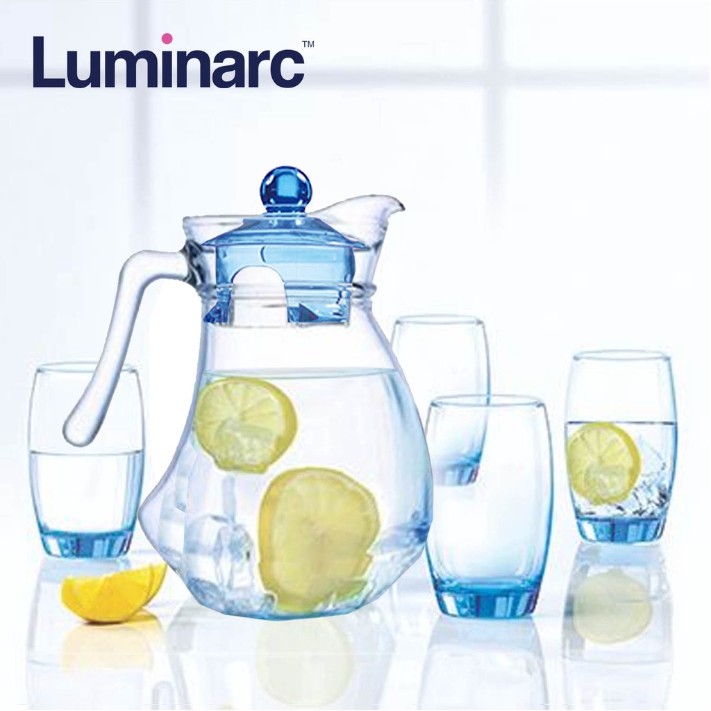 Luminarc L0470/L0535 Arc Boisson Wavy 5pc Ice Blue Drink Set Water Set ...