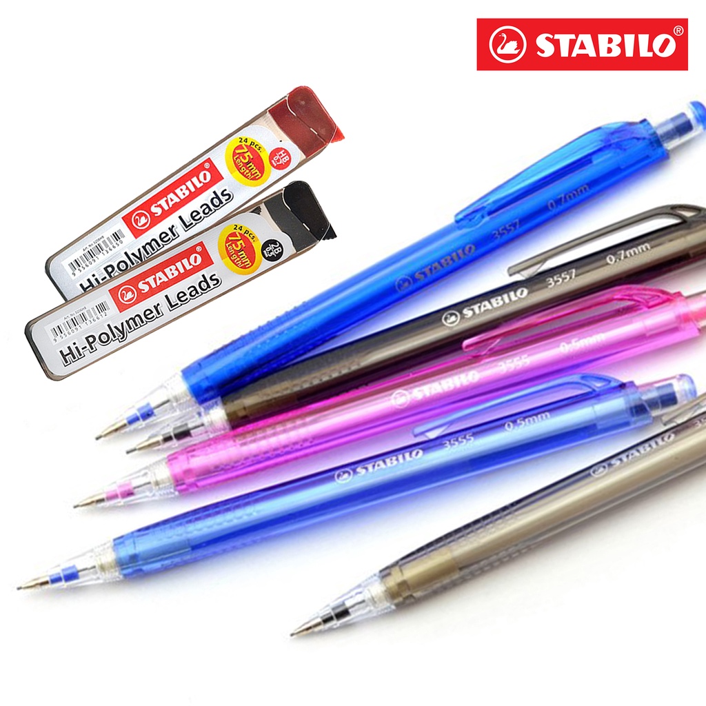 STABILO Mechanical Pencil 3555/3557 with Lead Refill 0.5mm & 0.7mm for ...