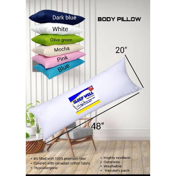 Body Pillow/ Hug Pillow 20"x48" premium fiber fill , hotel quality ...