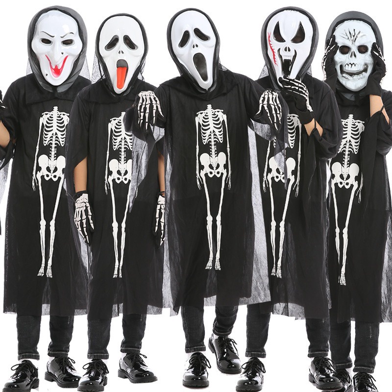 Halloween costume ghost bone cape set 120cm long for children 8 years ...