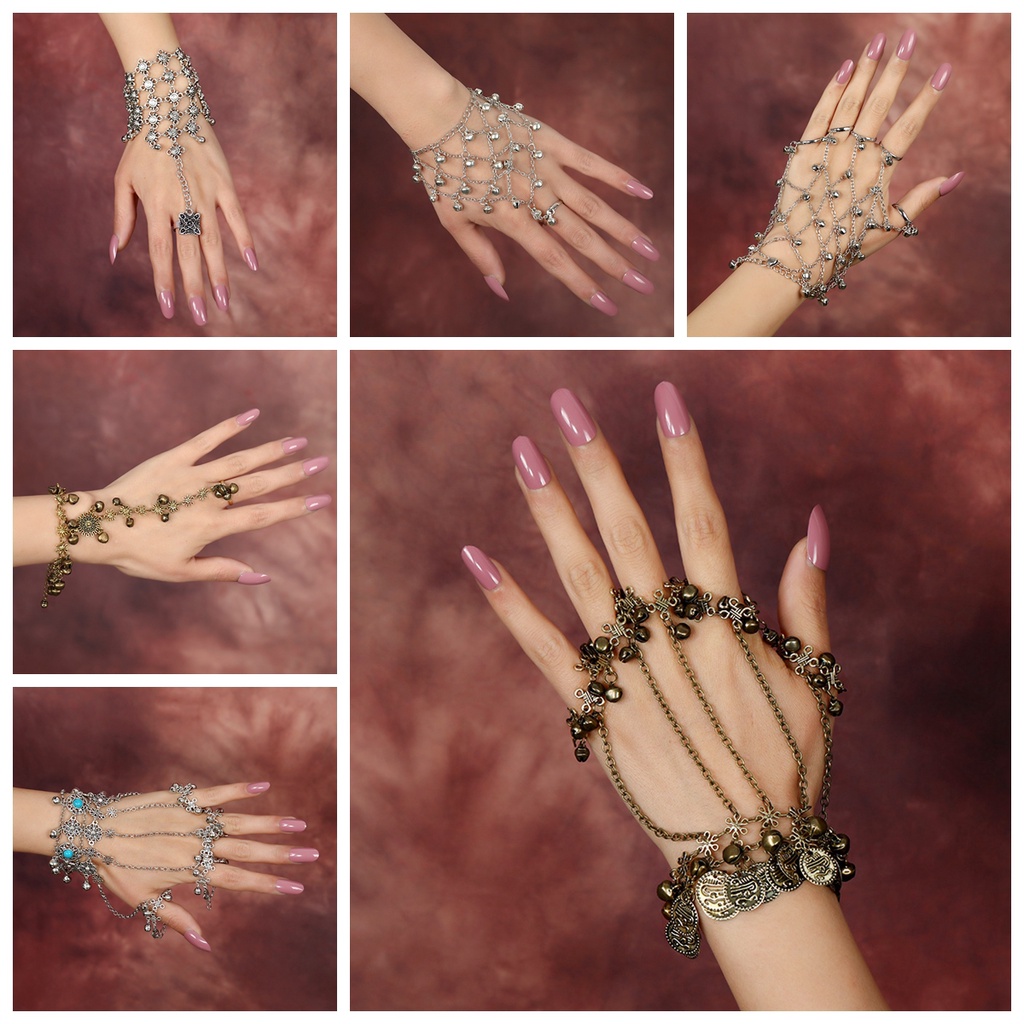 Women's Fashion Small Bell Coin Turquoise Flower Bracelet Connected ...