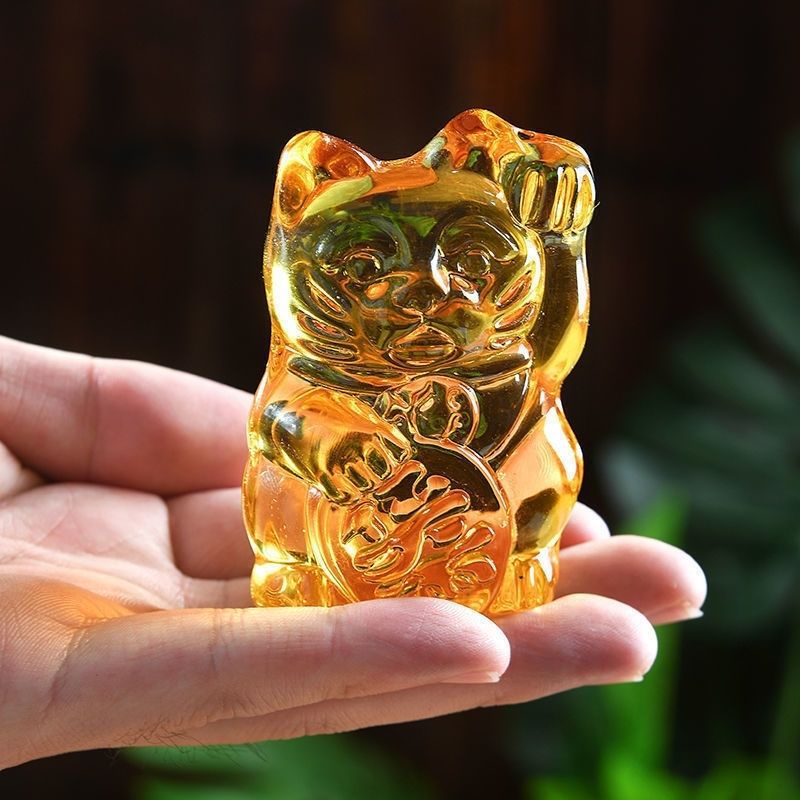 Glass God of Wealth Cat Statue, Cat Statue of Wealth and Fortune ...