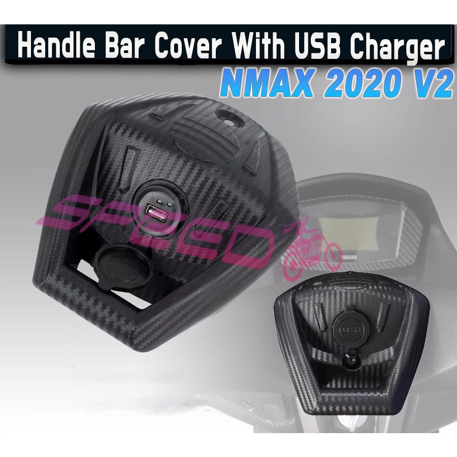 SP Nmax 2020 V2 Carbon Handle Bar Cover With USB Charger CELLPHONE ...
