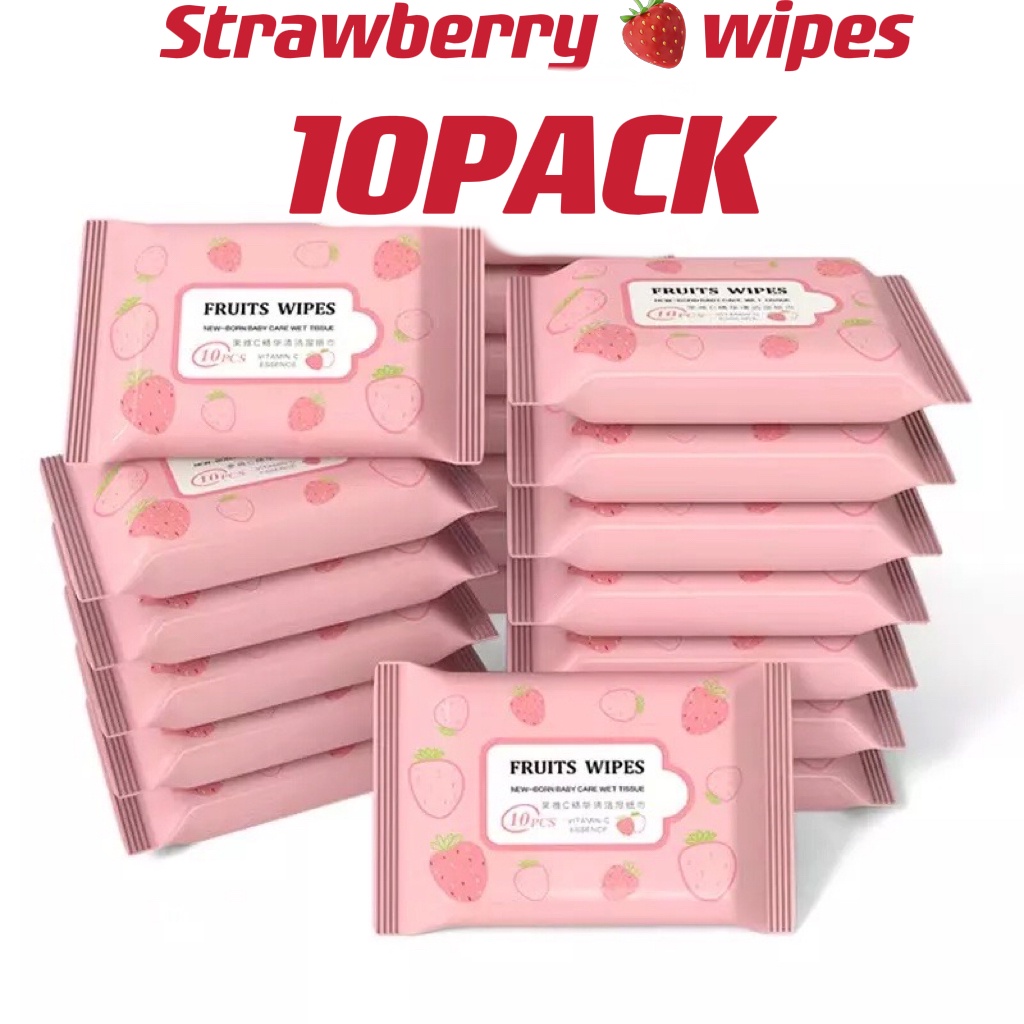 Set of 10 Sweety Fruit Strawberry Baby Wipes Wet Tissue Baby Wet Wipes ...