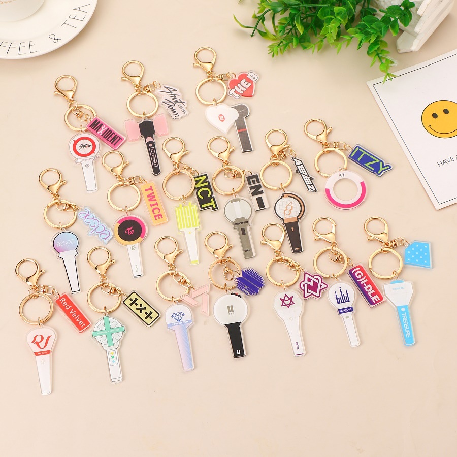 KPOP new acrylic light stick keychain pendant BANGTAN BOYS LISA JENNIE TXT ASTRO TREASURE (G)I ...