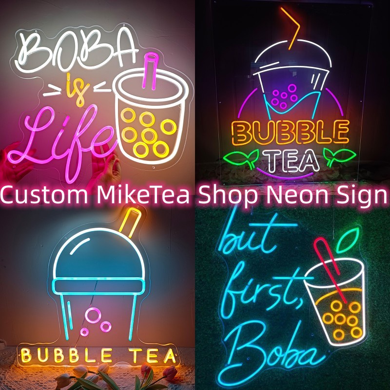 Custom Milk Tea Shop Logo led neon sign indoor shop wall decoration ...