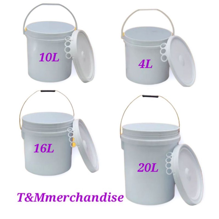 Industrial Pail Heavy Duty Materials(White) 20 L,16L,10L,4L | Shopee ...