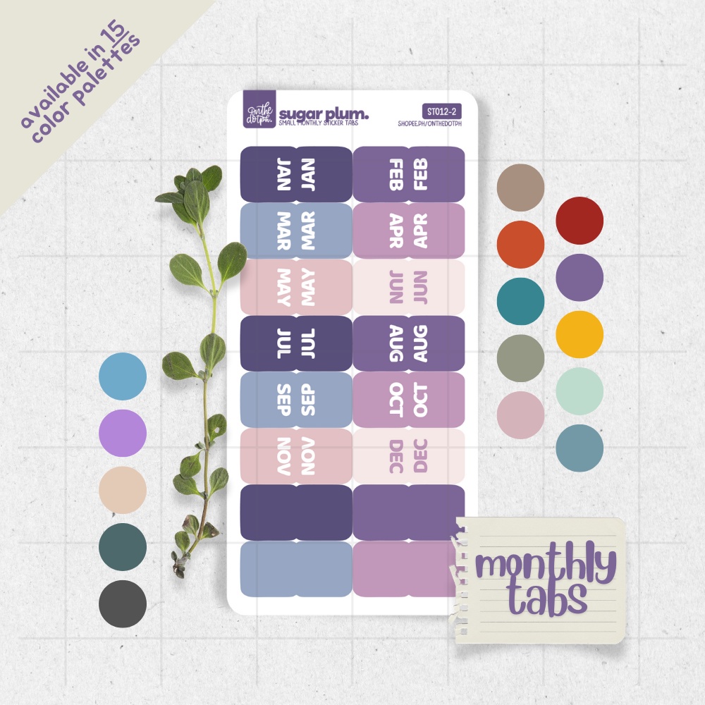 small monthly tabs stickers v2 • functional for planners, journals ...