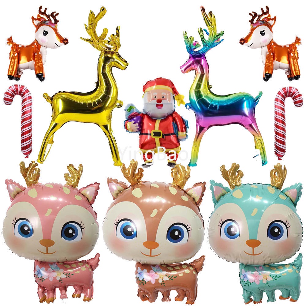 2025 Christmas Foil Balloon Self-Stand Reindeer Balloons Xmas Sled ...