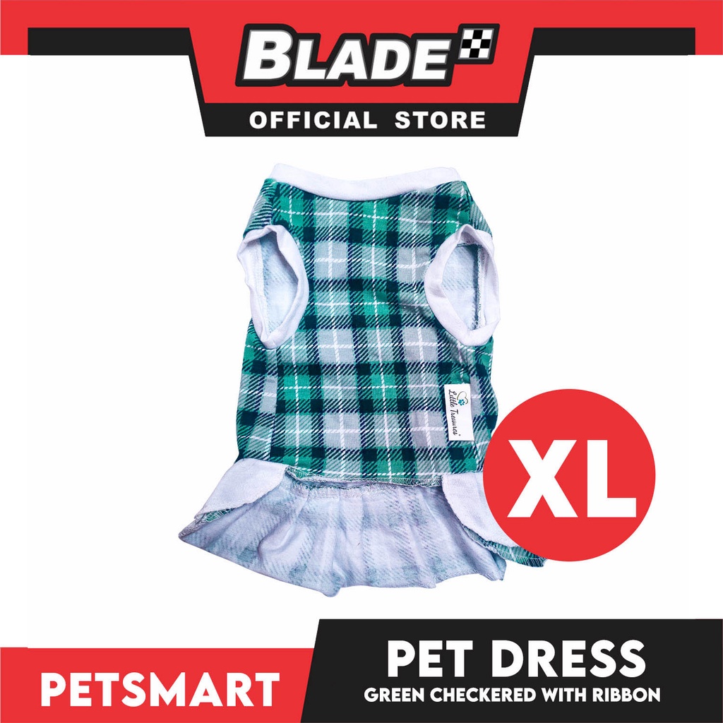 Pet Dress Checkered Green With Ribbon Dress DG-CTN114XL (XL) Perfect ...