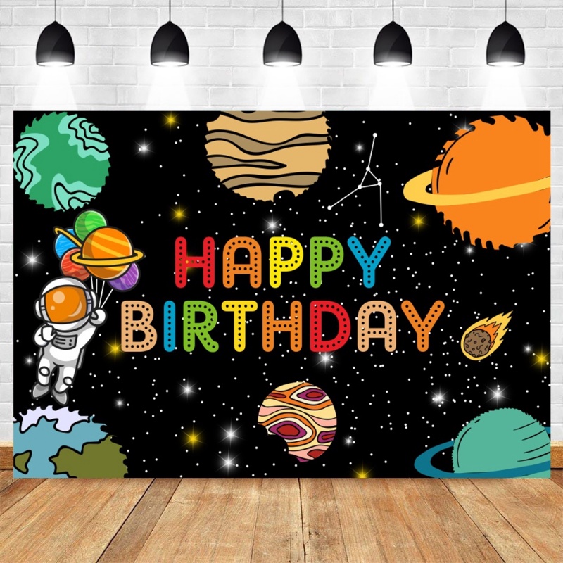 Universe Space Planet Spacecraft Astronaut Backdrop Baby Boy Birthday ...