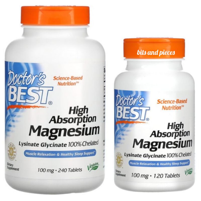 Authentic Doctor's Best High Absorption Magnesium, 100 mg, 120 or 240 ...
