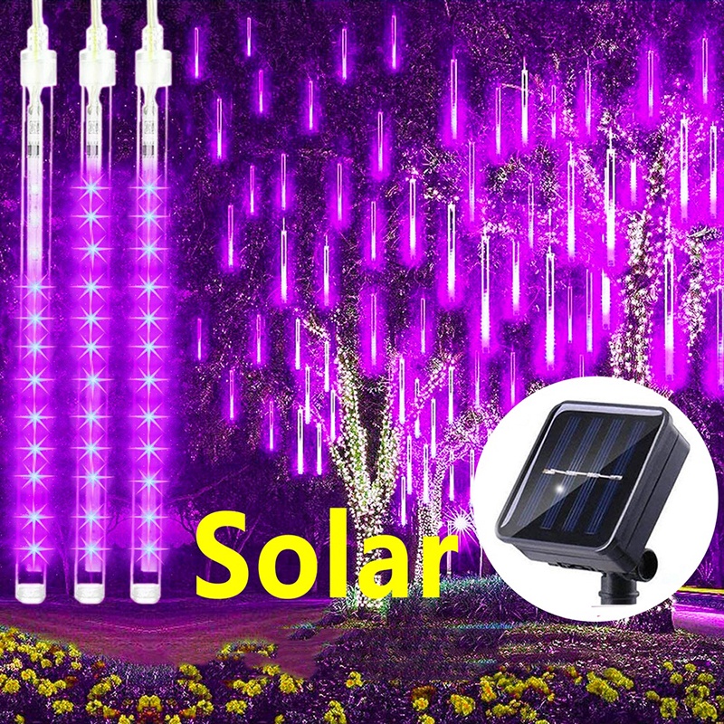 Solar/Plug in Meteor Shower Rain Light 3.5M Led 8 Tube LED Falling ...