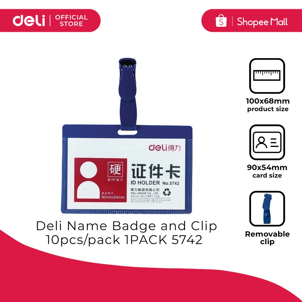 Deli 5742 Name Badge and Clip 10pcs/pack 1PACK [795742] | Shopee ...