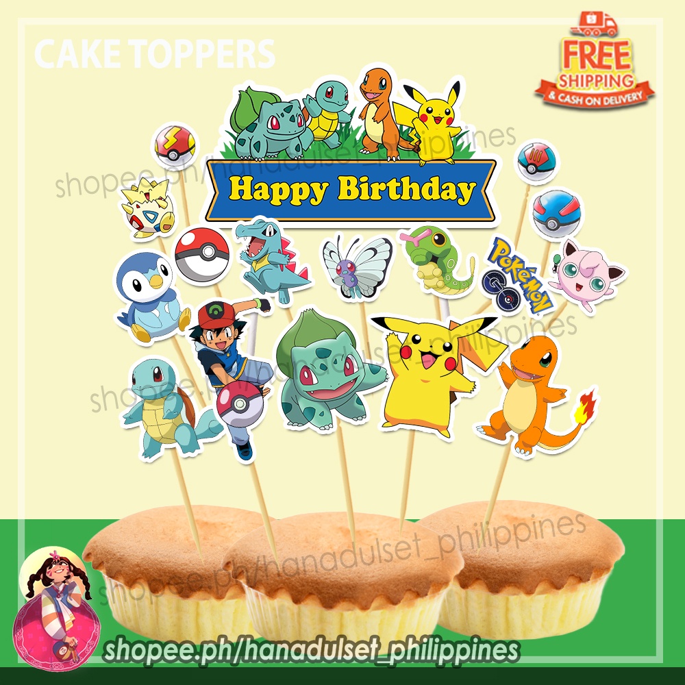 Pokemon Topper | Cake Topper | Pokemon cup cake toppers | Set ♥ ...