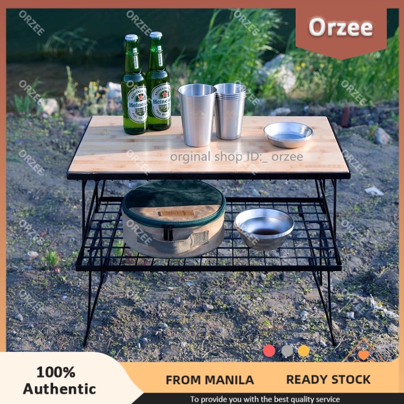 Steel Mesh Camping Rack Table Foldable Portable Stacking Storage Rack ...