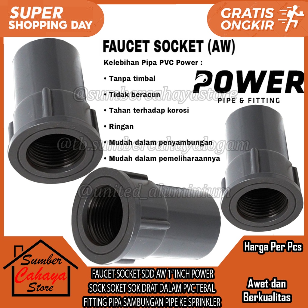 Threaded Socket In Faucet Socket Sock Sdd Aw 1" Inch Power Pvc Thick ...