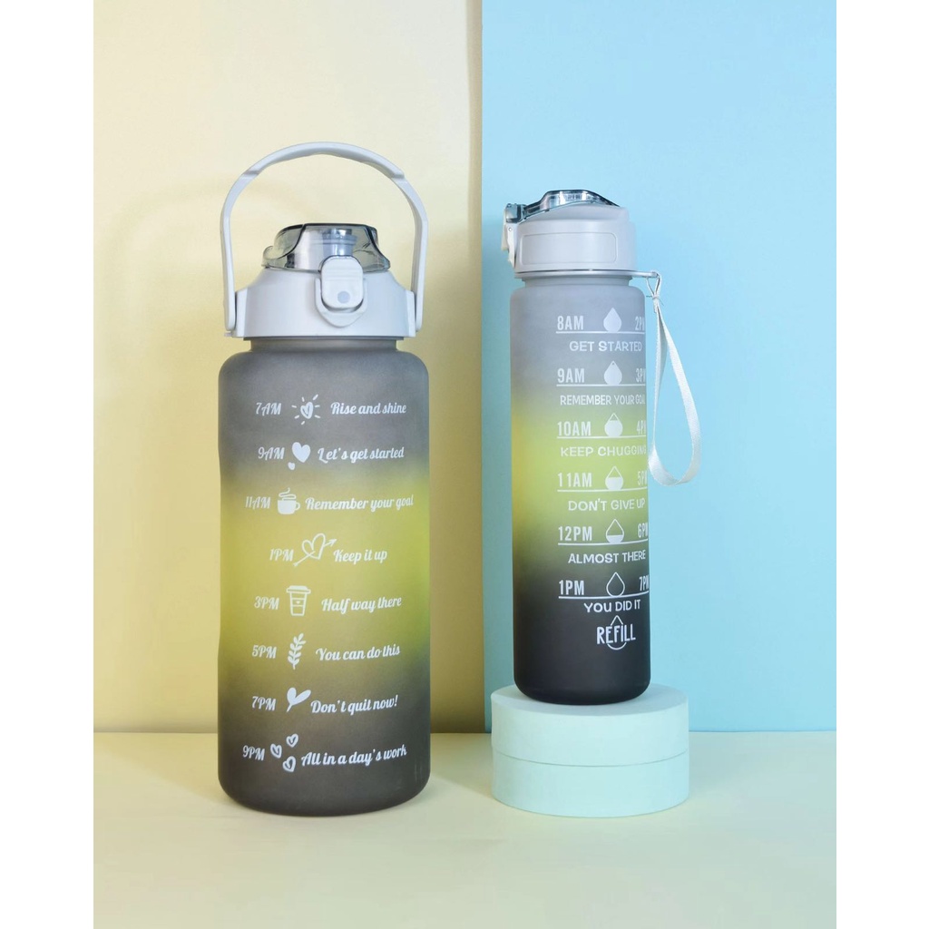 CCL PH【One Set】2Liter + 1Liter PASTEL Motivational Water Bottle with ...