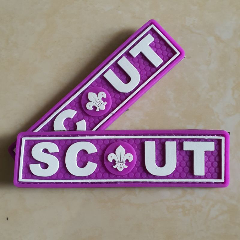 UNGU Scout writing logo rubber patch - wosm - scout - purple - velcro ...