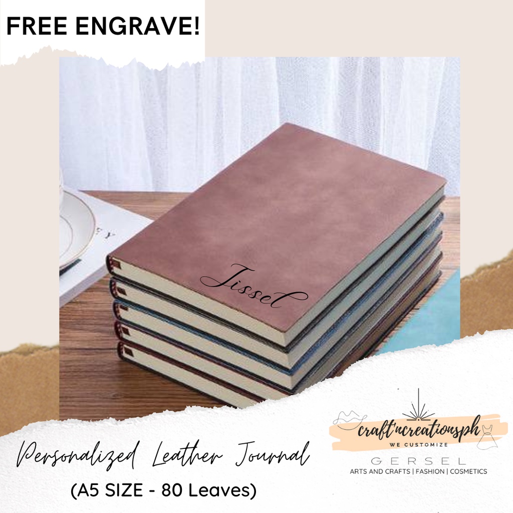 PERSONALIZED LEATHER JOURNAL NOTEBOOK LASER ENGRAVED A5 SIZE | Shopee ...