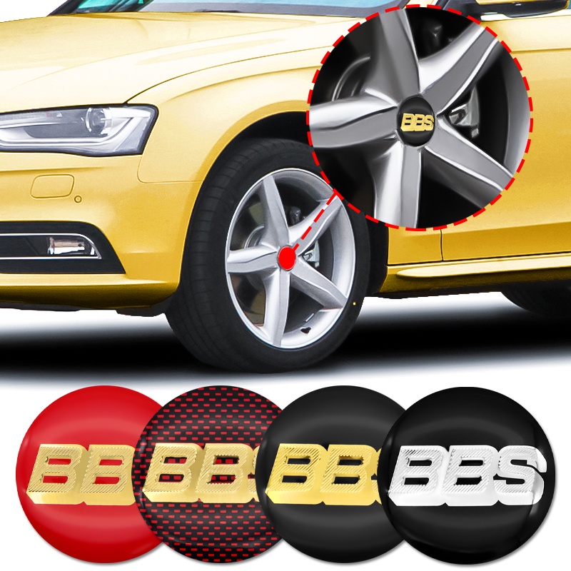 New 4pcs 56mm tire hub center 3D BBS logo sticker hub cap decal for BBS ...