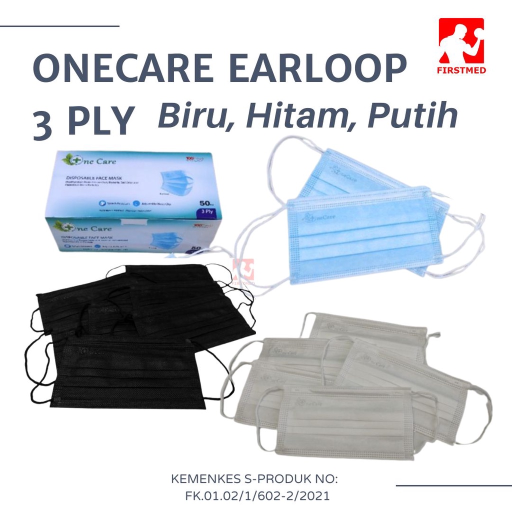 One care 3-ply mask 3-layer Disposable face mask 1 box contains 50 ...