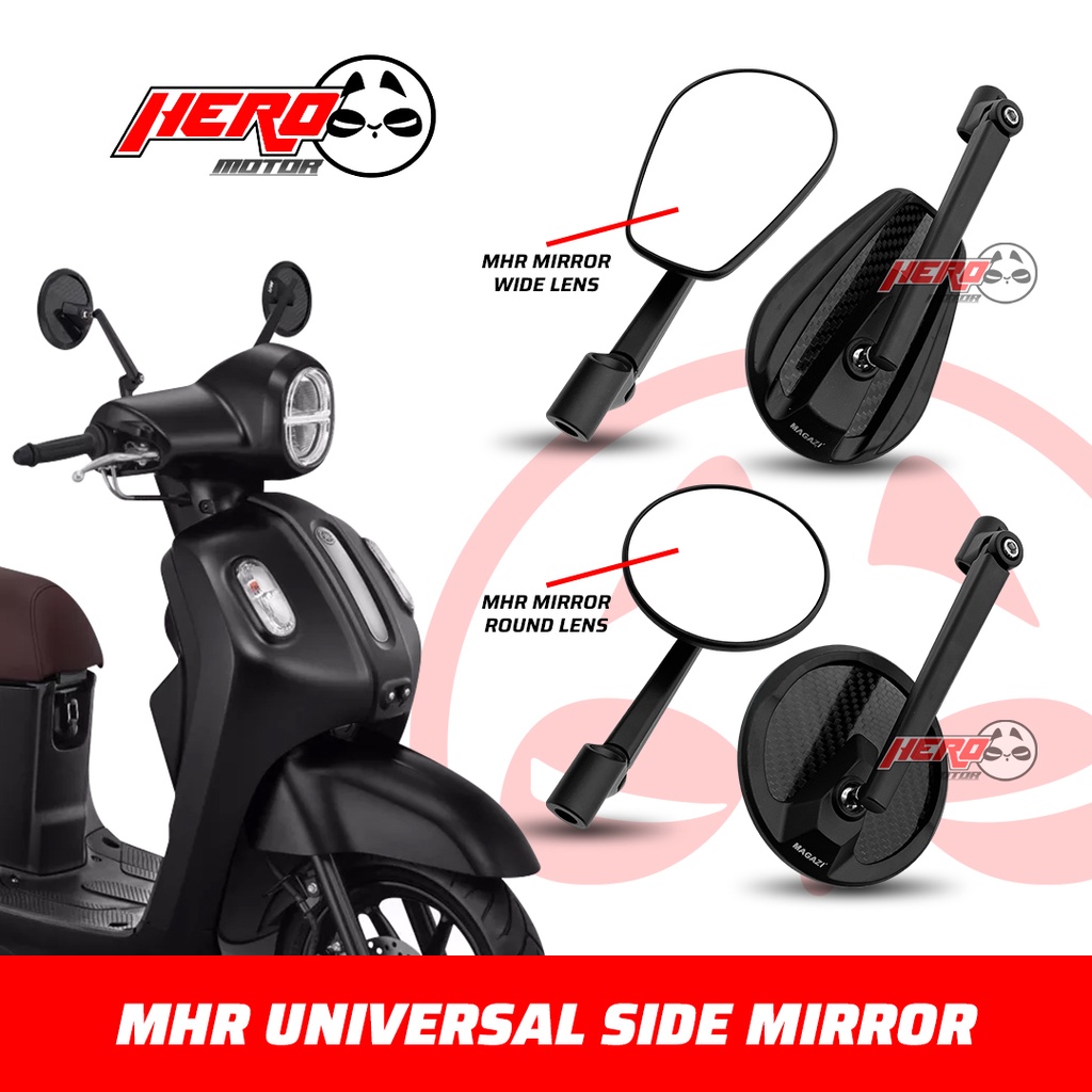 Motorcycle Side Mirror Adjustable Classic Retro Round /WIDE Mirror Real ...
